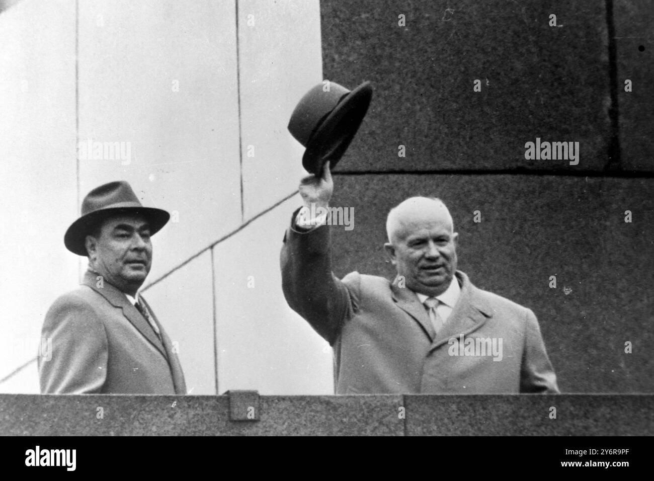 SOVIET PRIME MINISTER NIKITA KHRUSHCHEV AT LENIN TOMB IN MOSCOW / ; 1 ...