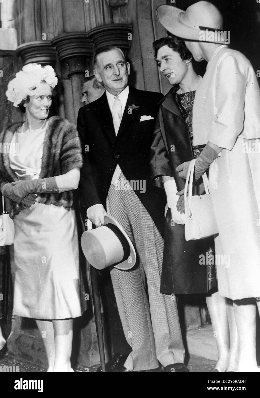 HUGH FRASER WITH WIFE AT WEDDING OF JOHN BOWIE IN GLASGOW / ; 27 APRIL ...