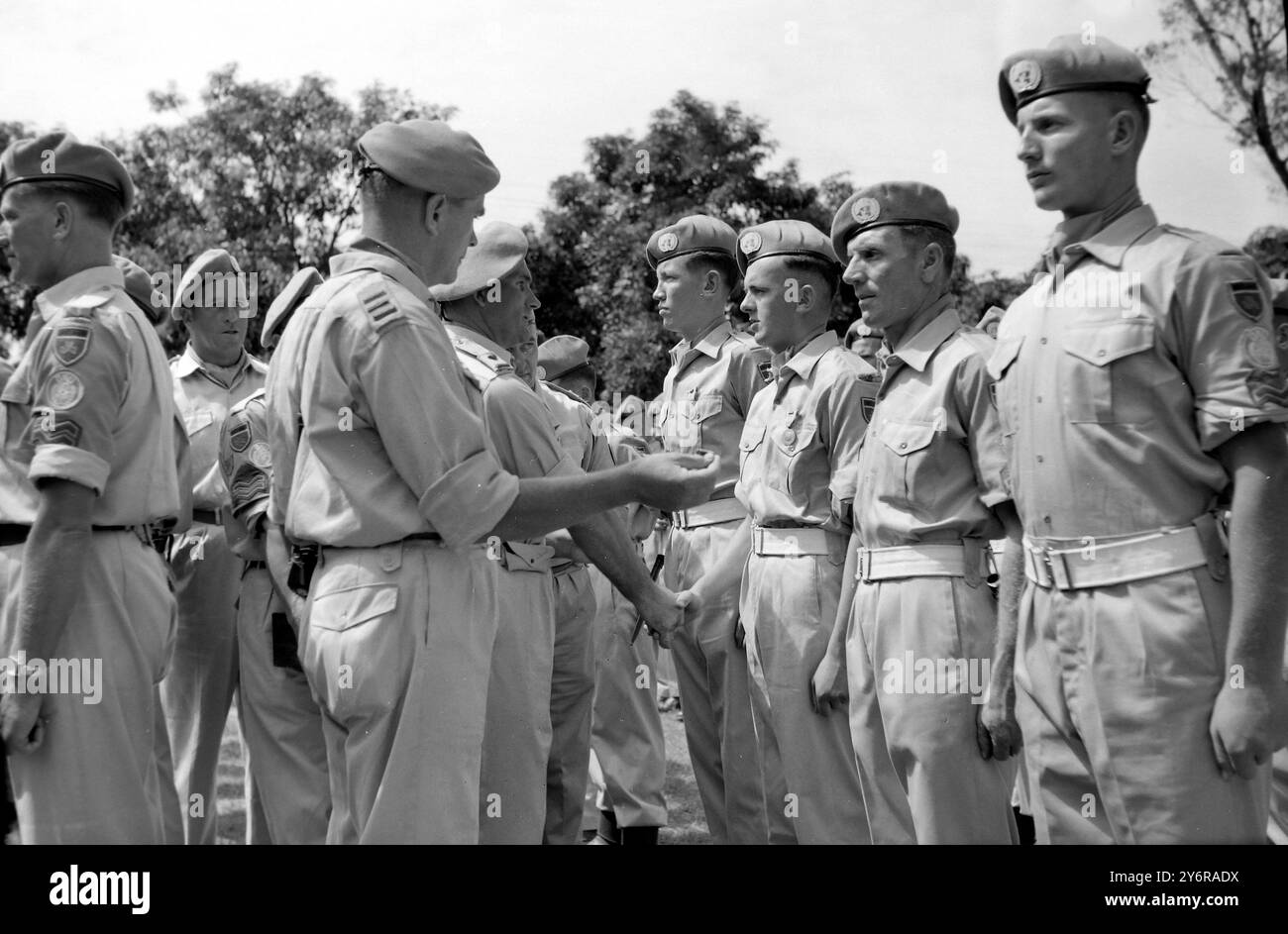 BRITISH ARMY IRISH GUARDS IN CONGO RECEIVING MEDALS ; 27 APRIL 1962 ...