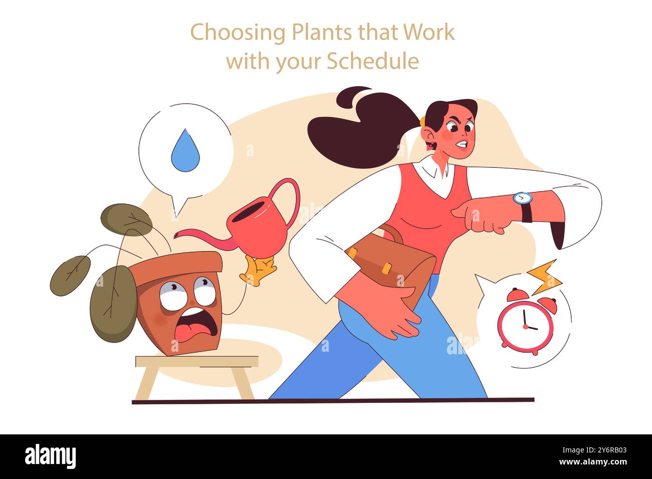 House plant care tips. Character can't take care of potted flower ...