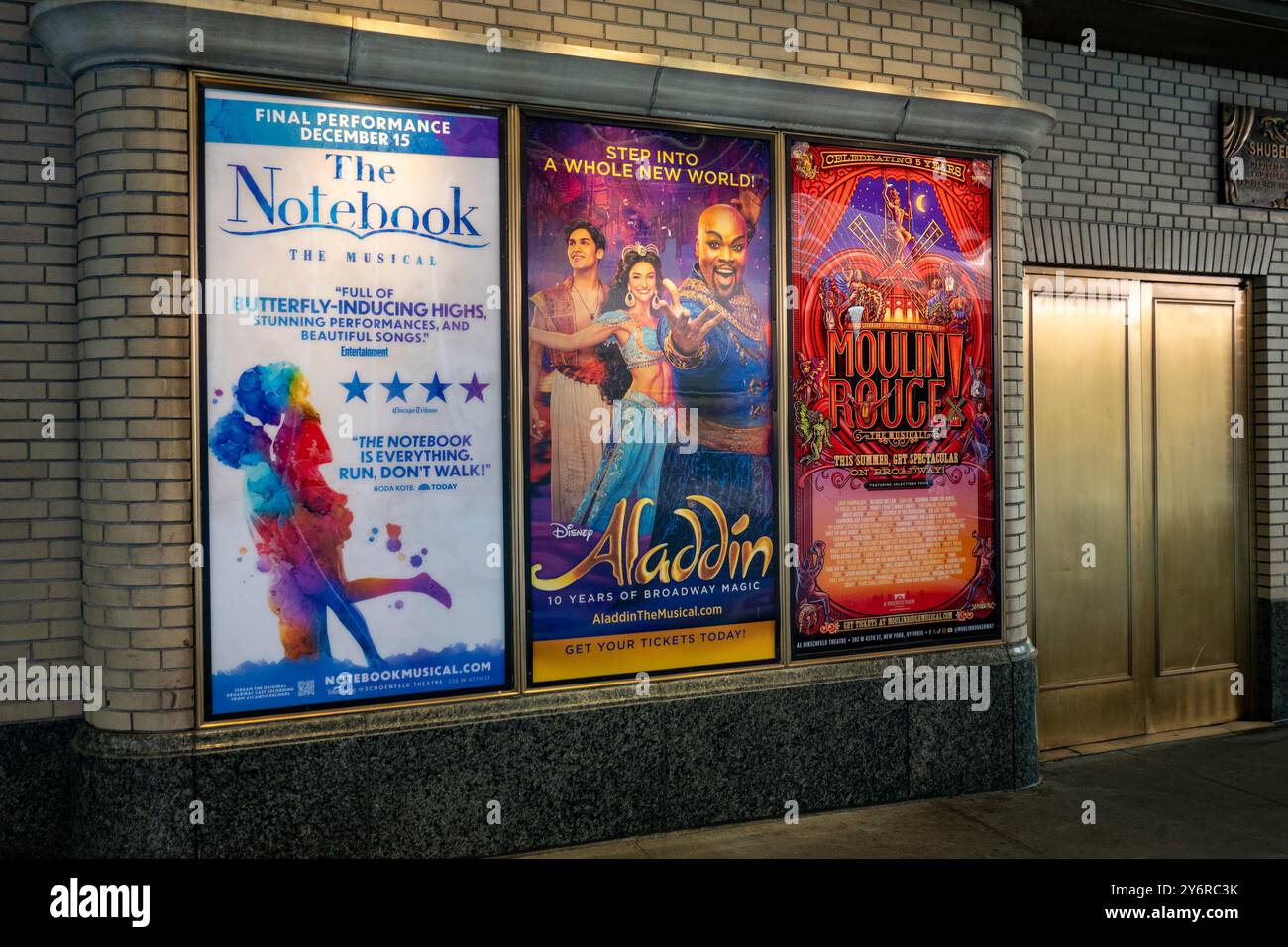 Broadway show posters Line the walls of historic Schubert Alley in the ...