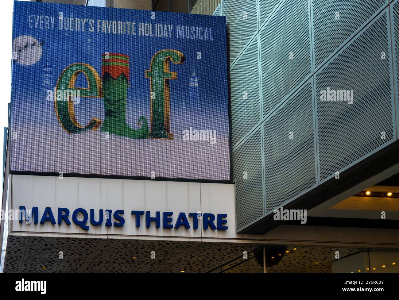 "Elf" Marquee Sign at the Marquis Theatre, Times Square, NYC, USA 2024 ...