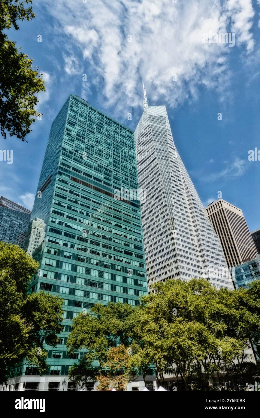 Salesforce Tower and Bank of America Tower overlook Bryant Park, New ...