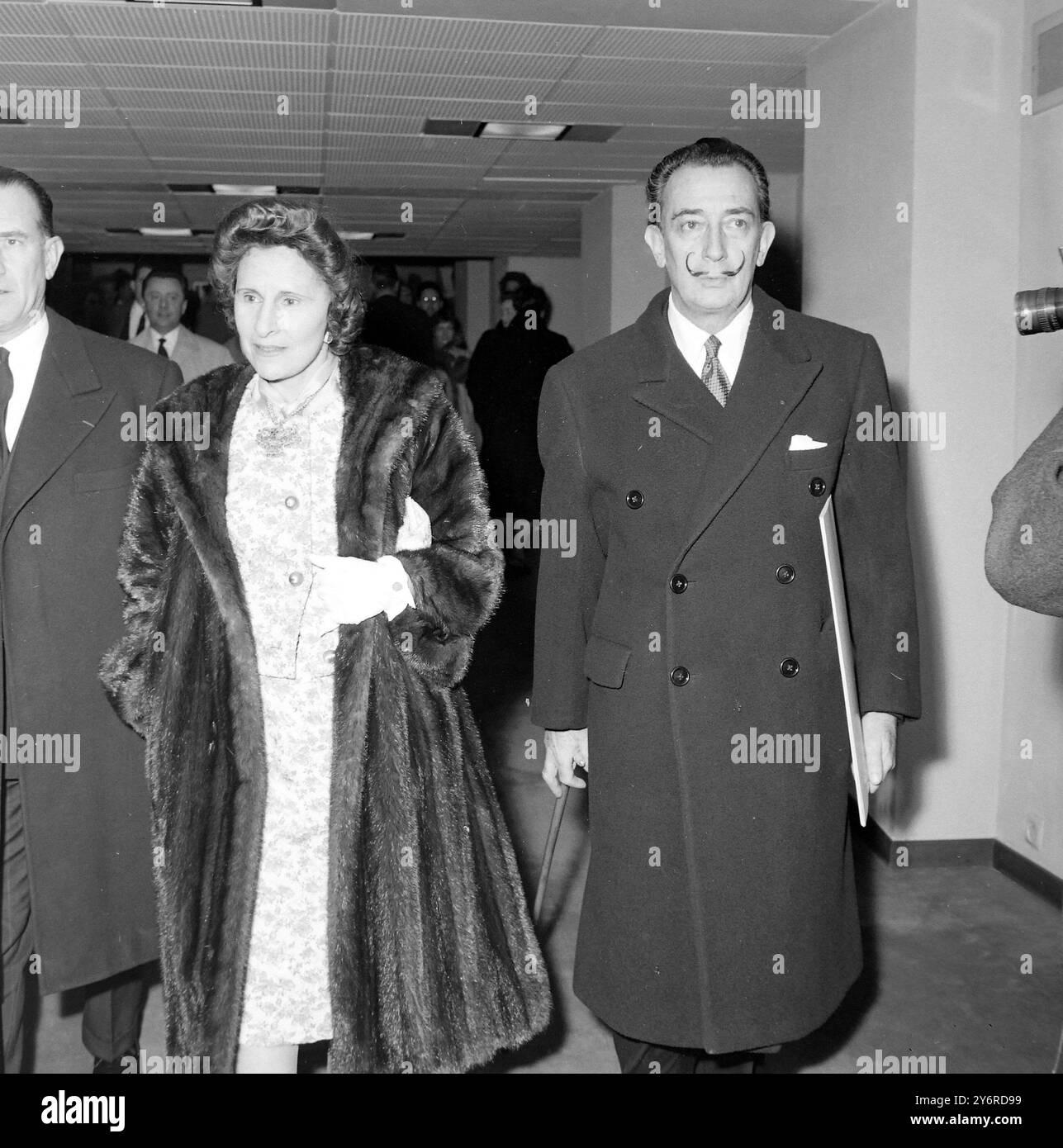 SALVADOR DALI WITH WIFE AT RED CROSS LECTURE IN BRUSSELS/ ; 16 APRIL ...