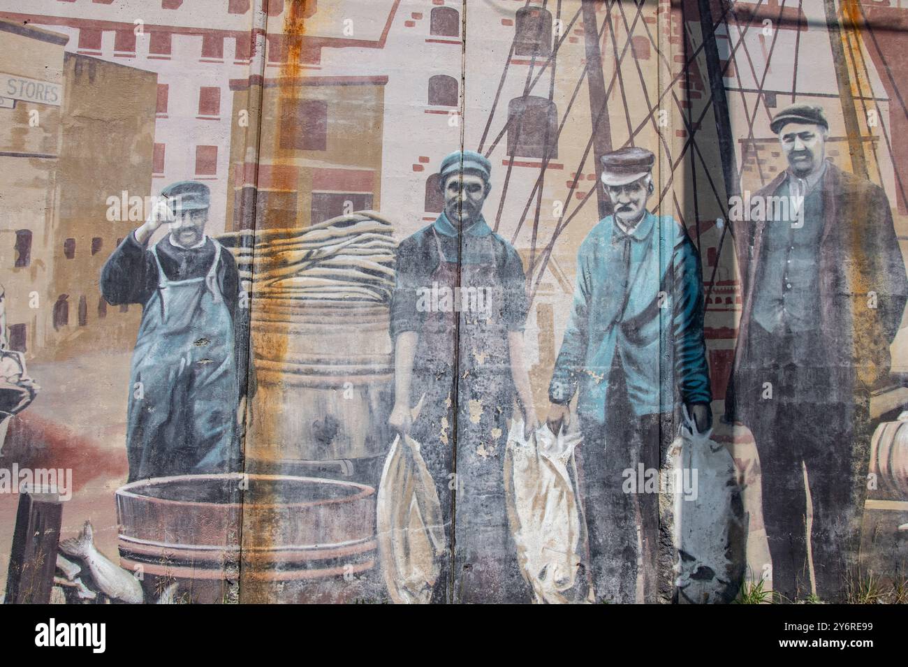 Cultural heritage mural selling cod fish on Duckworth Street in ...