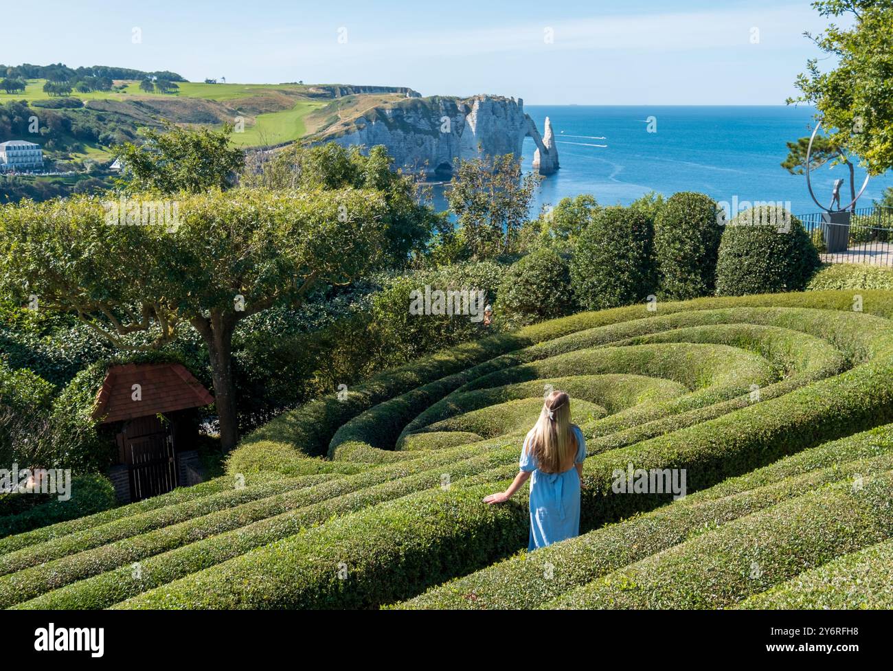 gardens of Etratat, with topiary hedges. Located on the clifftop ...
