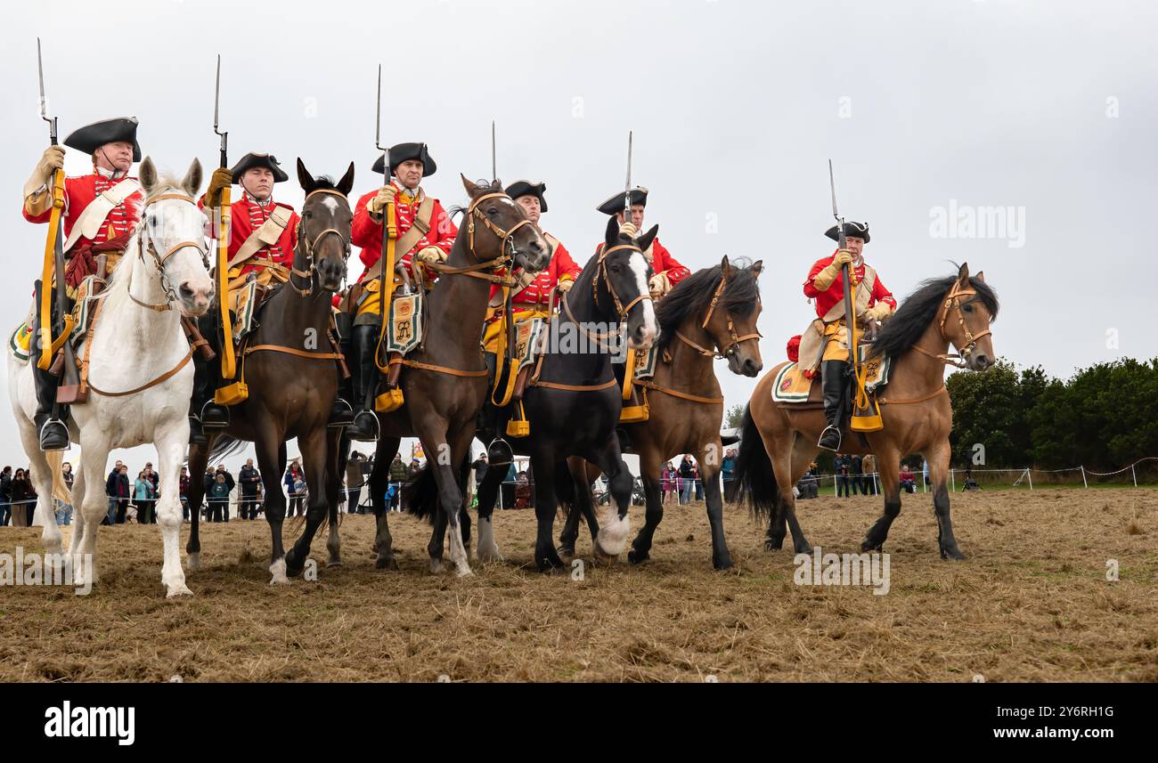 Hanoverian cavalry or redcoat soldiers riding in formation, Battle of ...