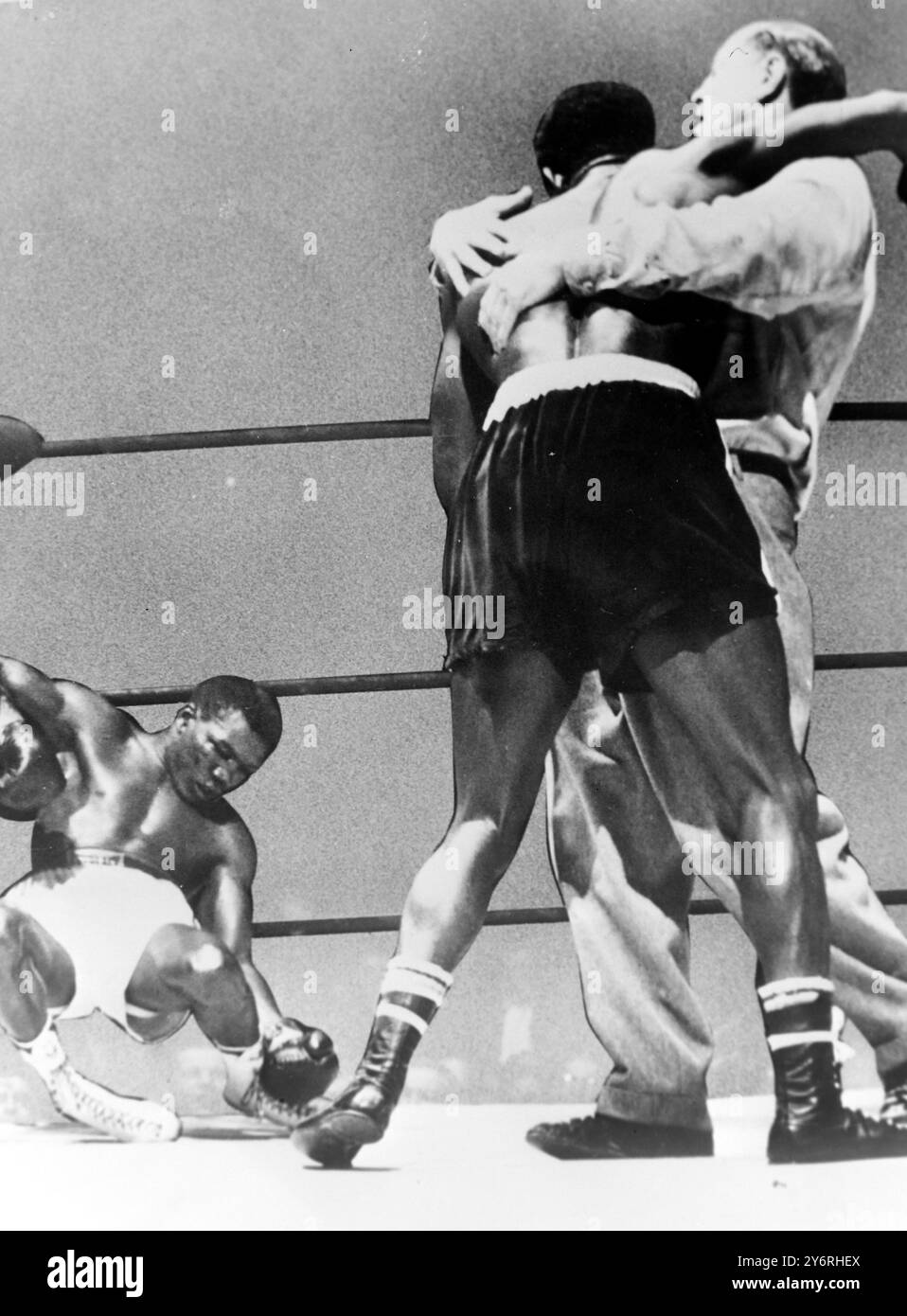 BOXER EMILE GRIFFITH AND REFEREE RUBY GOLDSTEIN WITH BOXER BENNY PARET ...