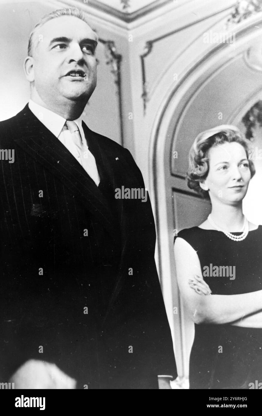 CHRISTIAN FOUCHET WITH WIFE IN COPENHAGEN / 24 MARCH 1962 Stock Photo ...