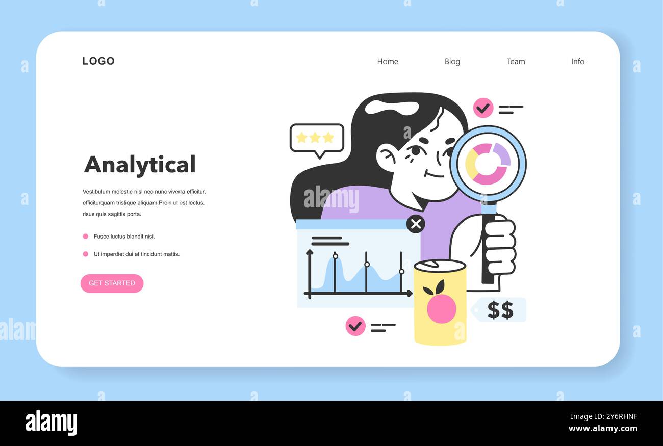 Analytical consumer behavior web banner or landing page. Analysis and ...