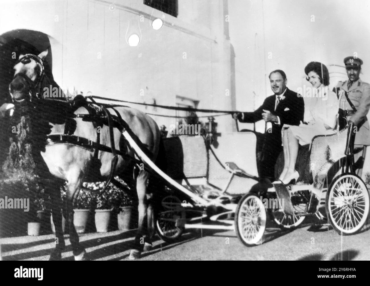 JAQUELINE JACKIE KENNEDY WITH PRESIDENT KAHN IN DONKEY CART / 23 MARCH ...