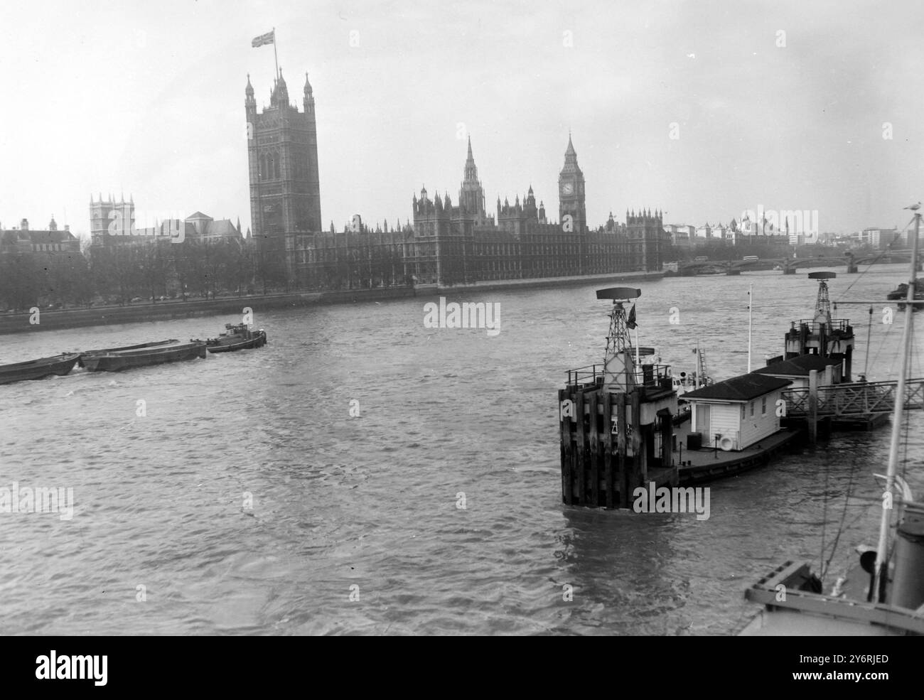 WESTMINSTER HOUSES OF PARLIAMENT RIVER THAMES IN LONDON 20 MARCH 1962 ...