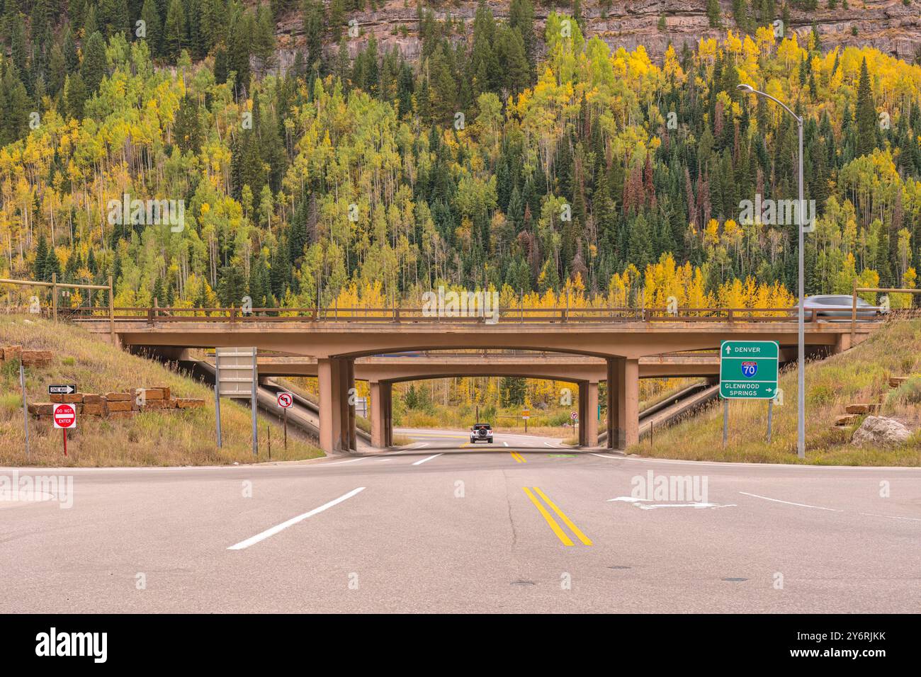 Colorado freeway and the changing seasons landscape scenery Stock Photo ...