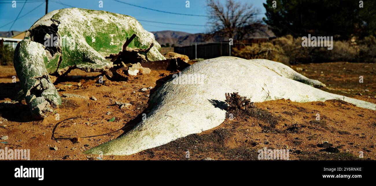 The abandoned concrete dinosaur ruins in Apple Valley, California, are ...