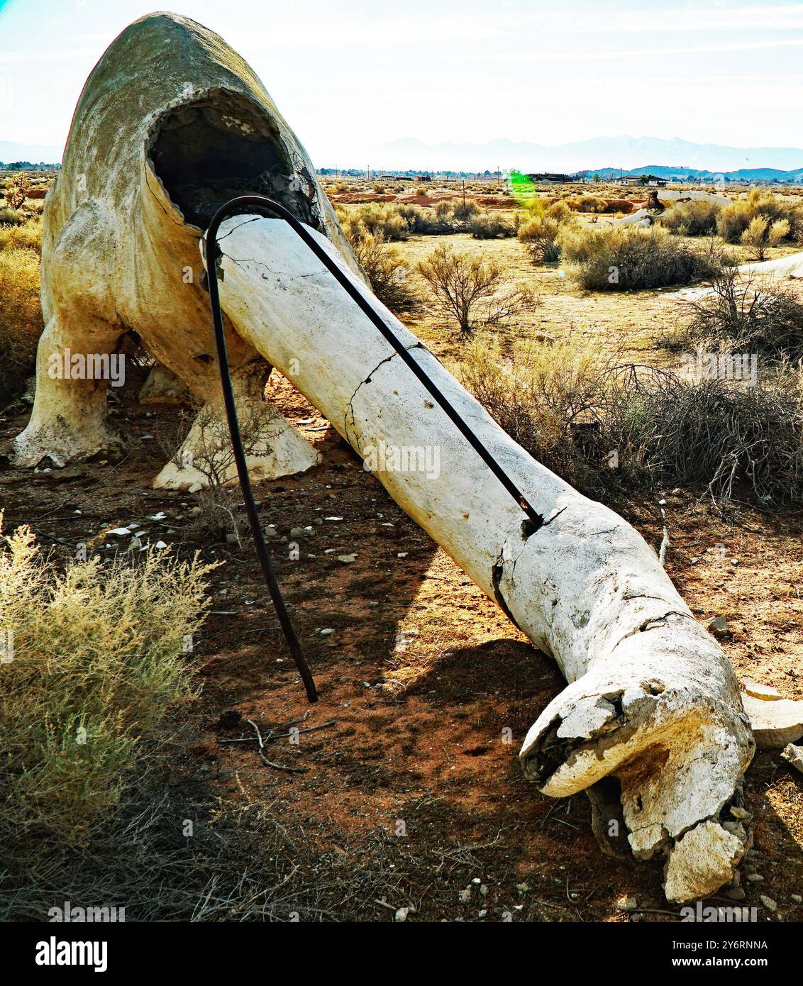 The abandoned concrete dinosaur ruins in Apple Valley, California, are ...