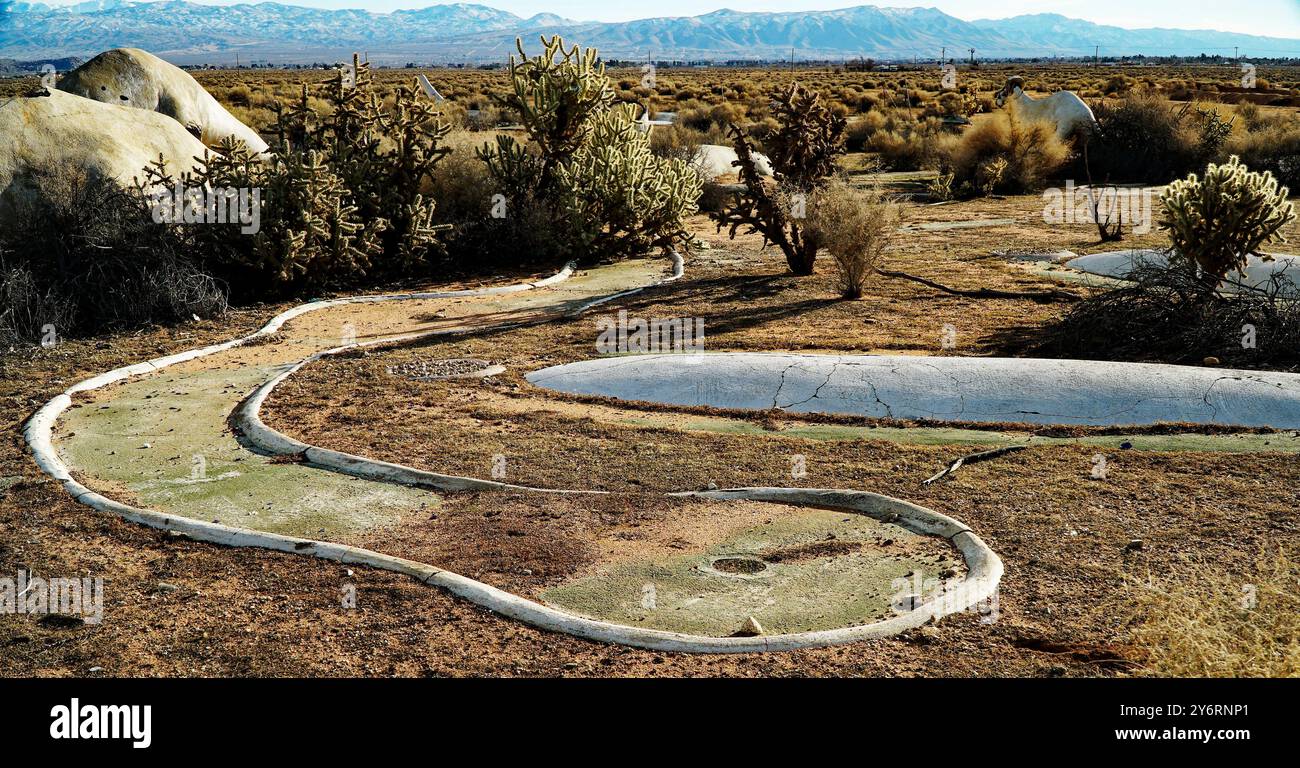 The abandoned concrete dinosaur ruins in Apple Valley, California, are ...