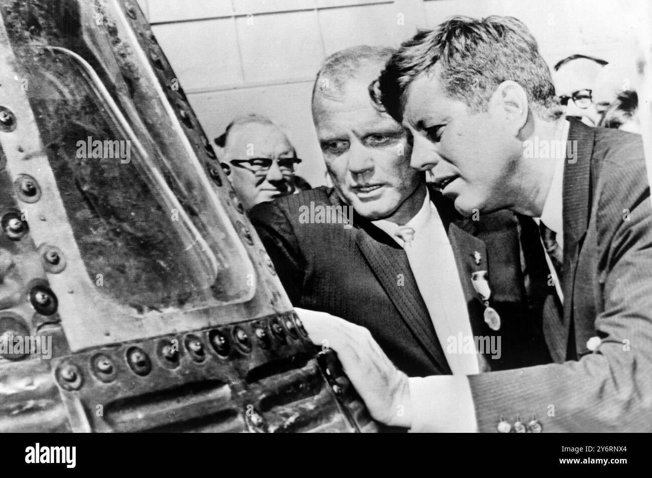 23 FEBRUARY 1962 US ASTRONAUT JOHN GLENN SHOWS PRESIDENT JOHN F KENNEDY ...