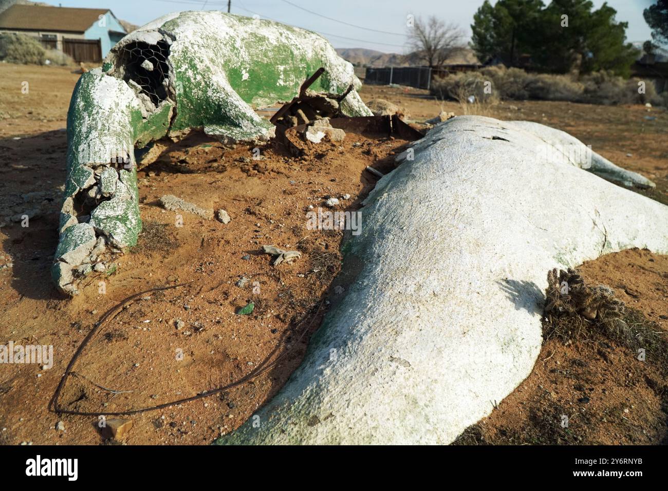 The abandoned concrete dinosaur ruins in Apple Valley, California, are ...