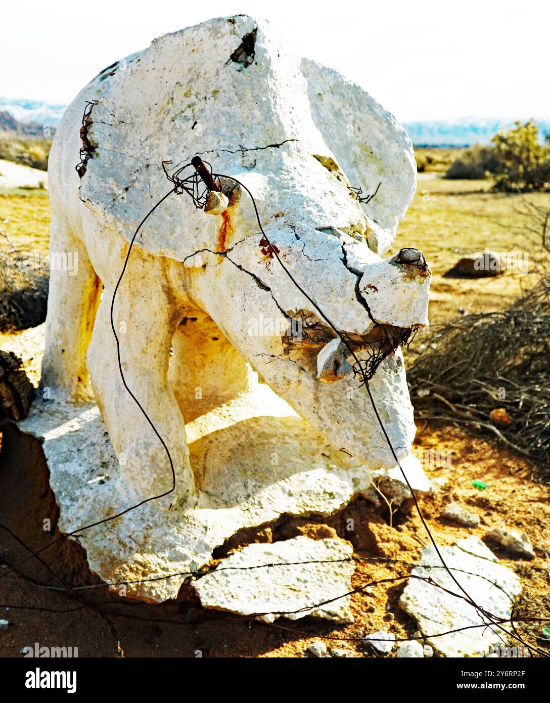 The abandoned concrete dinosaur ruins in Apple Valley, California, are ...