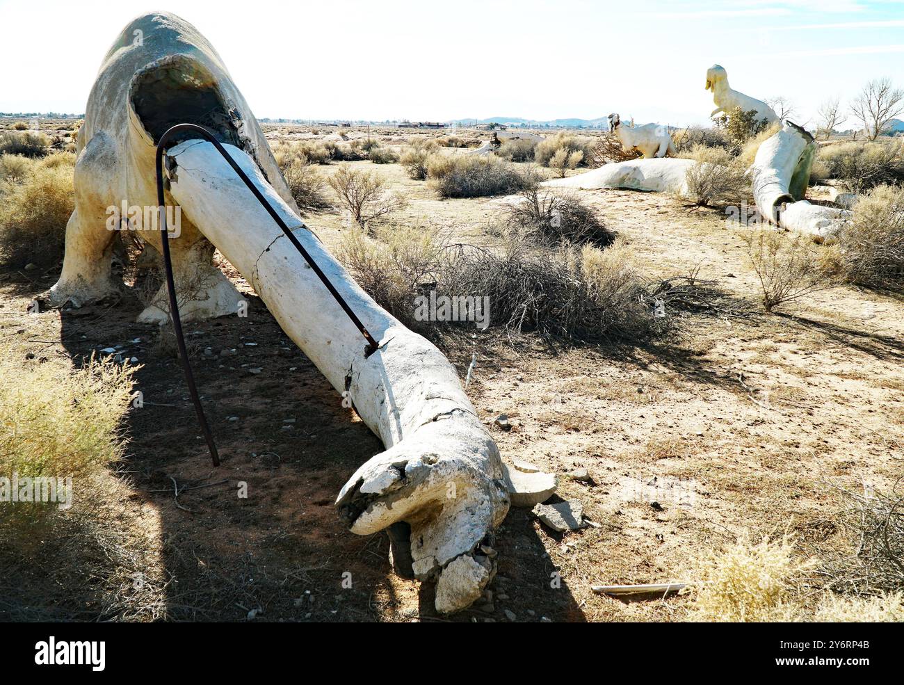 The abandoned concrete dinosaur ruins in Apple Valley, California, are ...