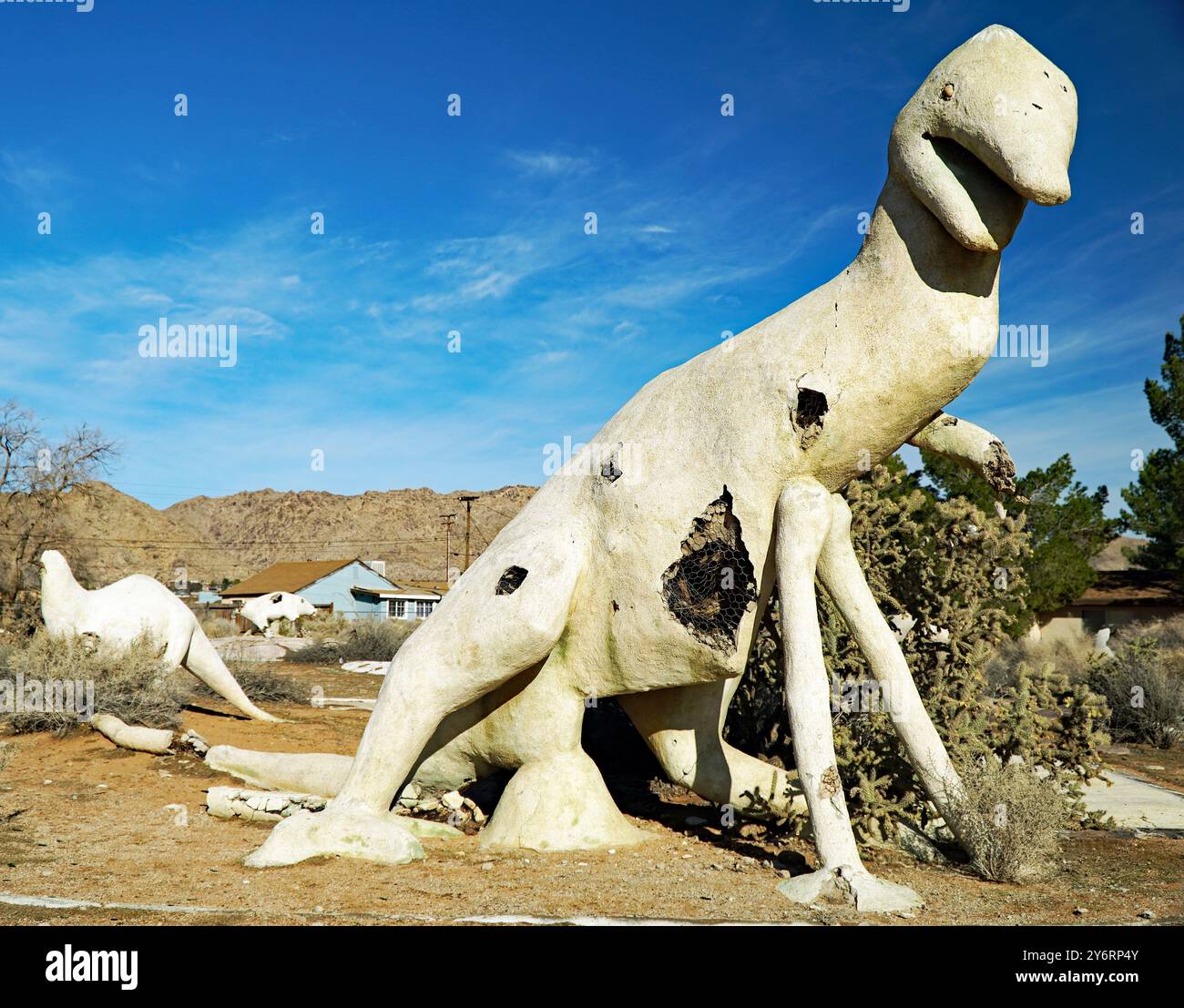 The abandoned concrete dinosaur ruins in Apple Valley, California, are ...