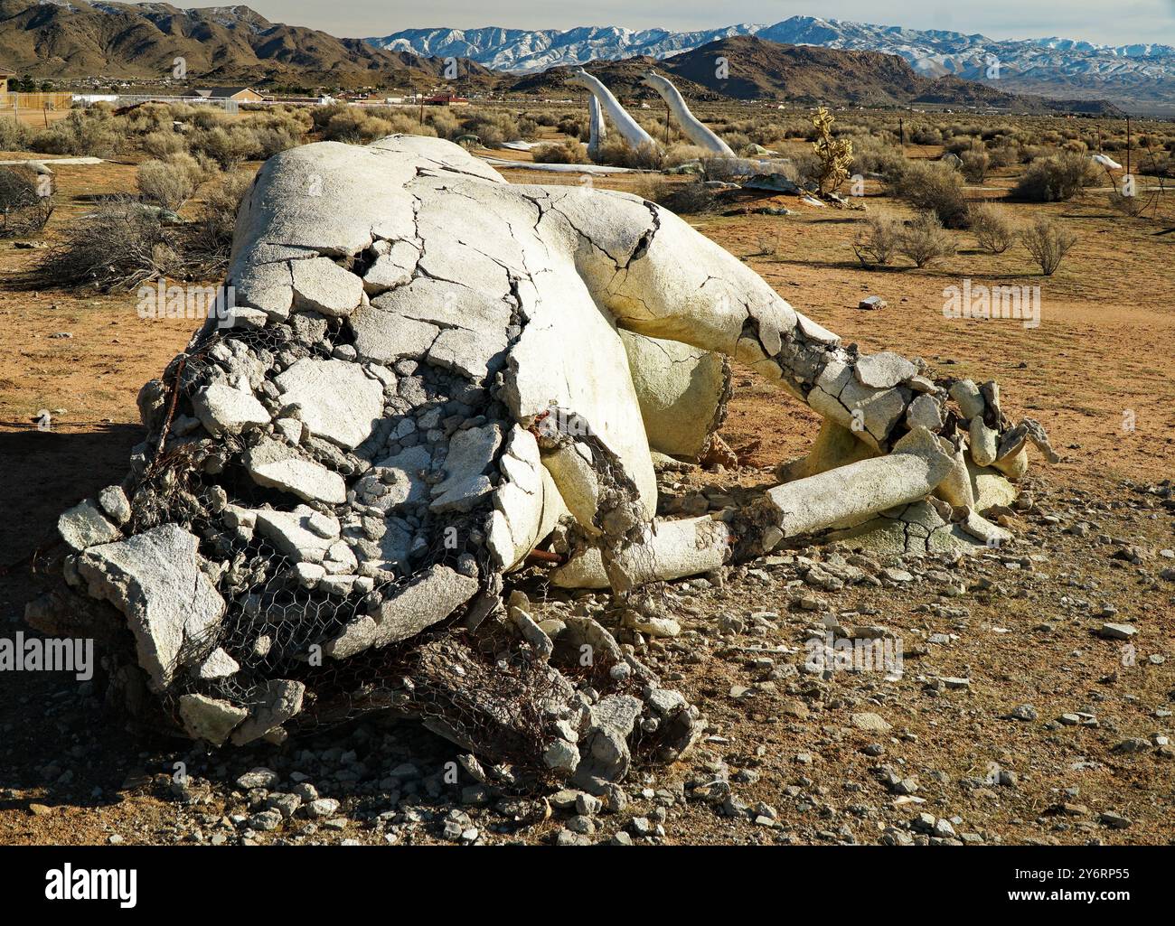 The abandoned concrete dinosaur ruins in Apple Valley, California, are ...