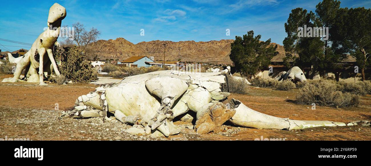 The abandoned concrete dinosaur ruins in Apple Valley, California, are ...