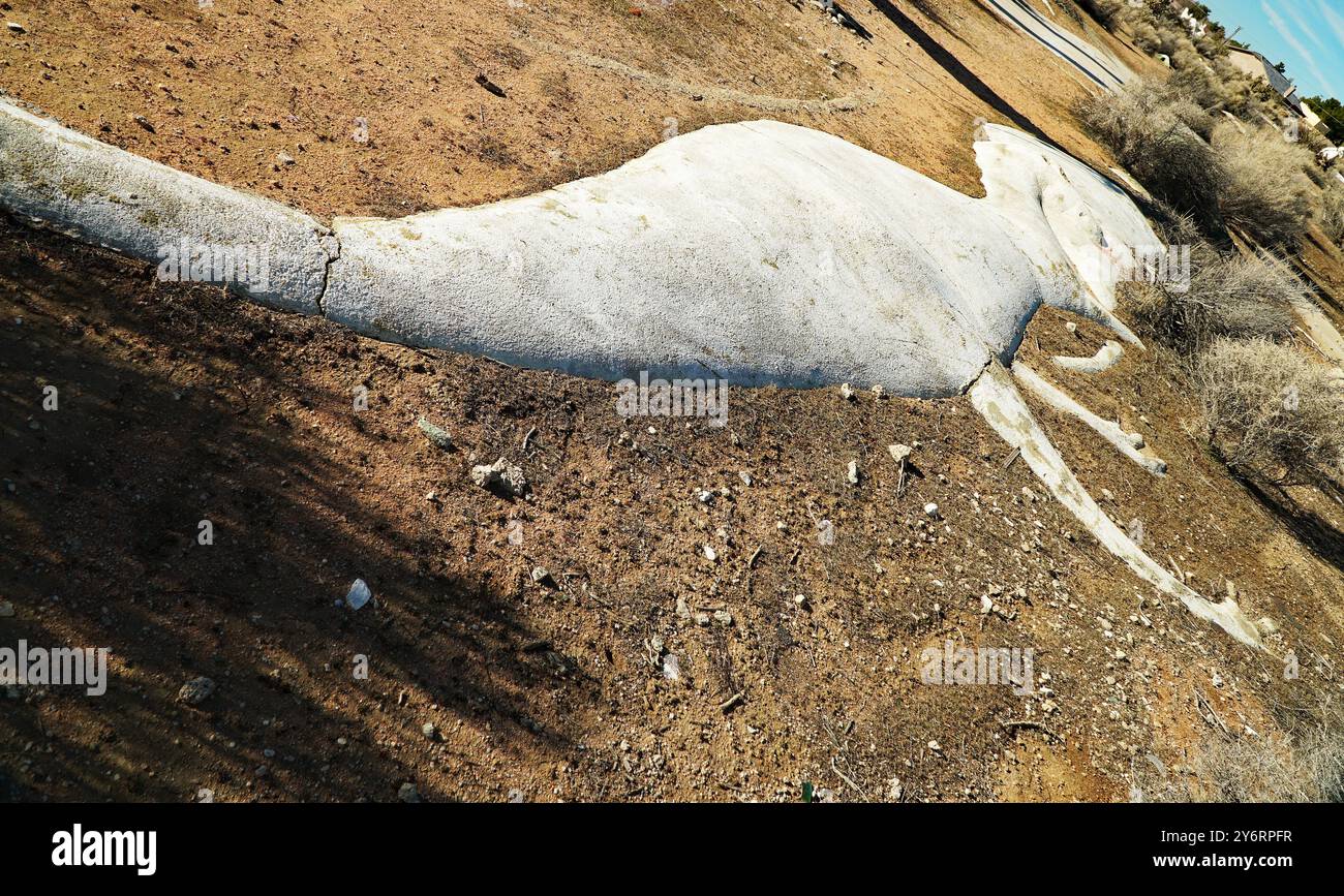 The abandoned concrete dinosaur ruins in Apple Valley, California, are ...