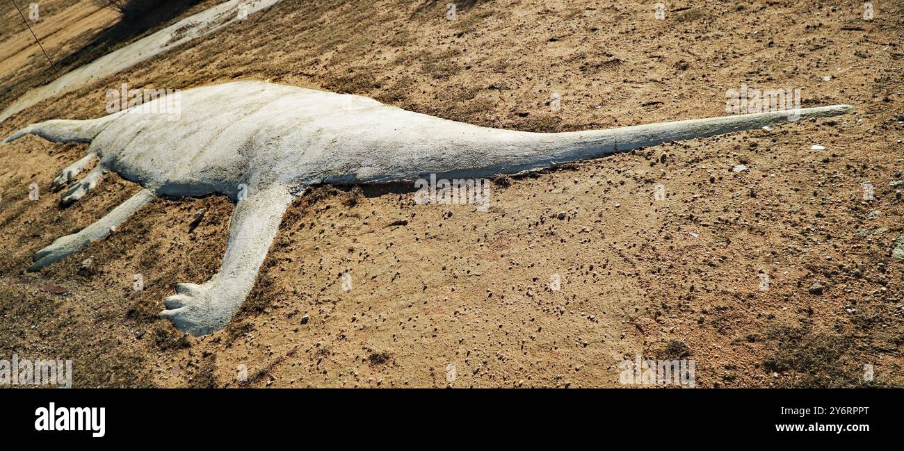 The abandoned concrete dinosaur ruins in Apple Valley, California, are ...