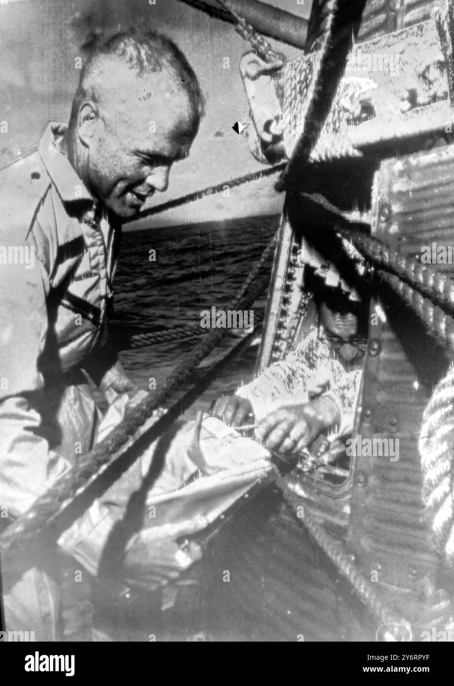 AMERICAN ASTRONAUT JOHN GLENN NEAR SPACE CAPSULE AFTER PICK UP / 21 ...