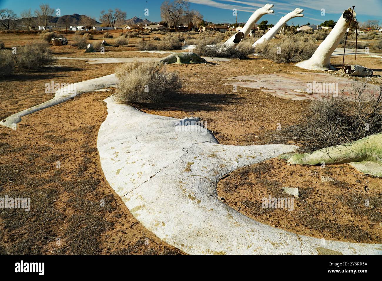 The abandoned concrete dinosaur ruins in Apple Valley, California, are ...
