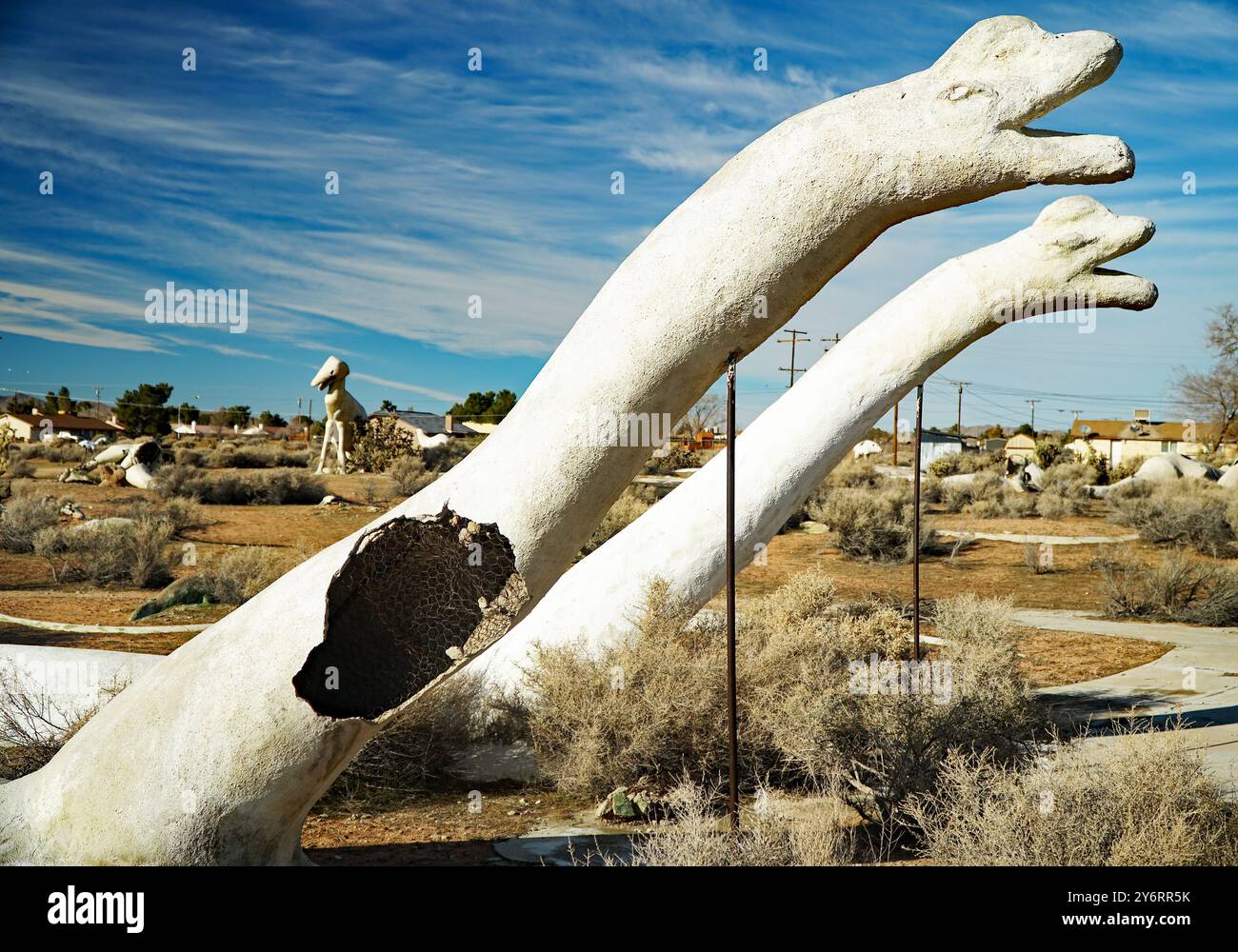 The abandoned concrete dinosaur ruins in Apple Valley, California, are ...