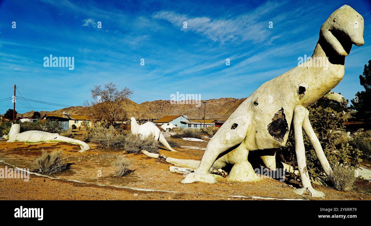 The abandoned concrete dinosaur ruins in Apple Valley, California, are ...