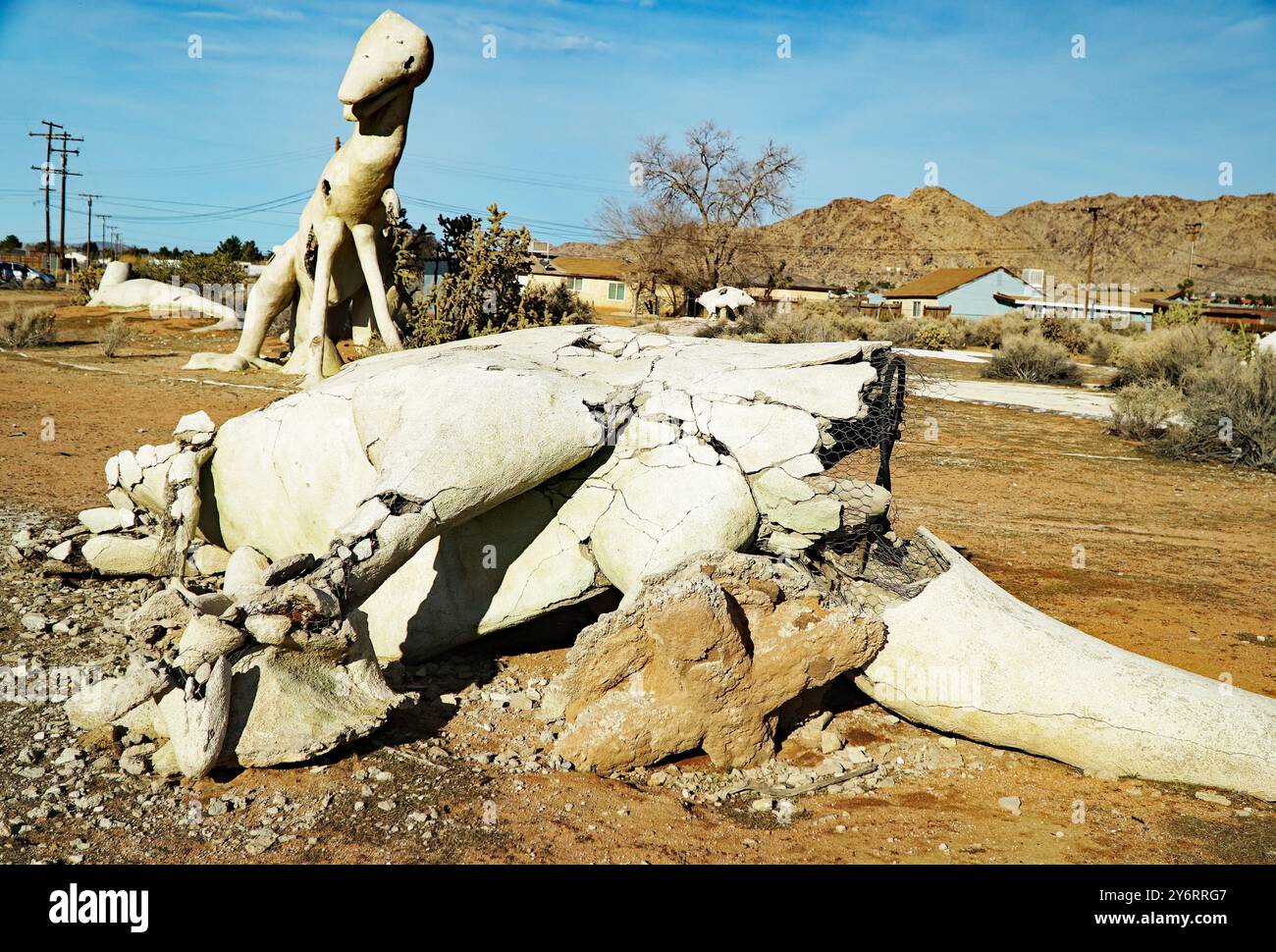The abandoned concrete dinosaur ruins in Apple Valley, California, are ...