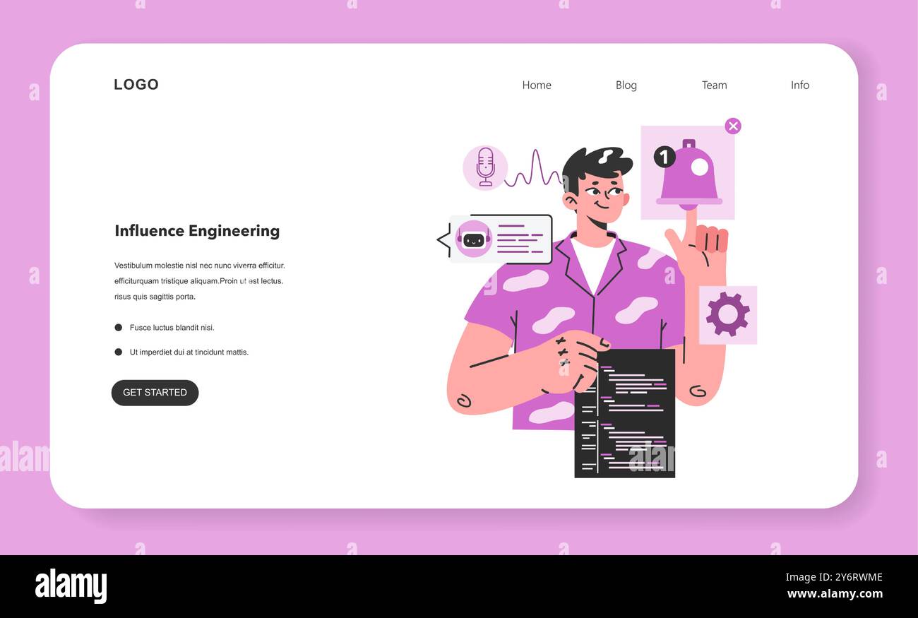 Digital marketing web banner or landing page. Influence engineering ...