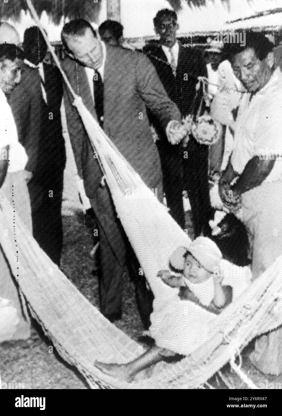 PHILIP PRINCE VISITS VILLAGE OF ARAWAK GUIANA 9 FEBRUARY 1962 Stock ...