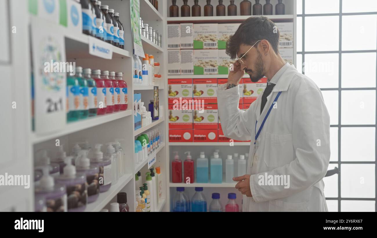 Bottles in window of chemist hi-res stock photography and images - Alamy