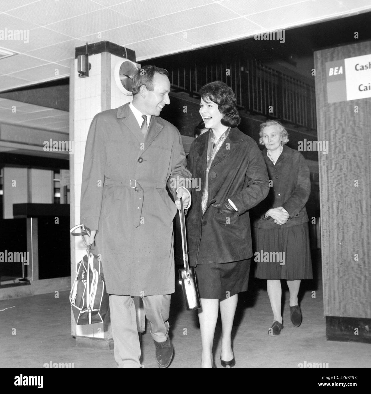 PATRICIA BURKE MISS AT LONDON AIRPORT + FIANCEE OF RACING DRIVER JOHN ...