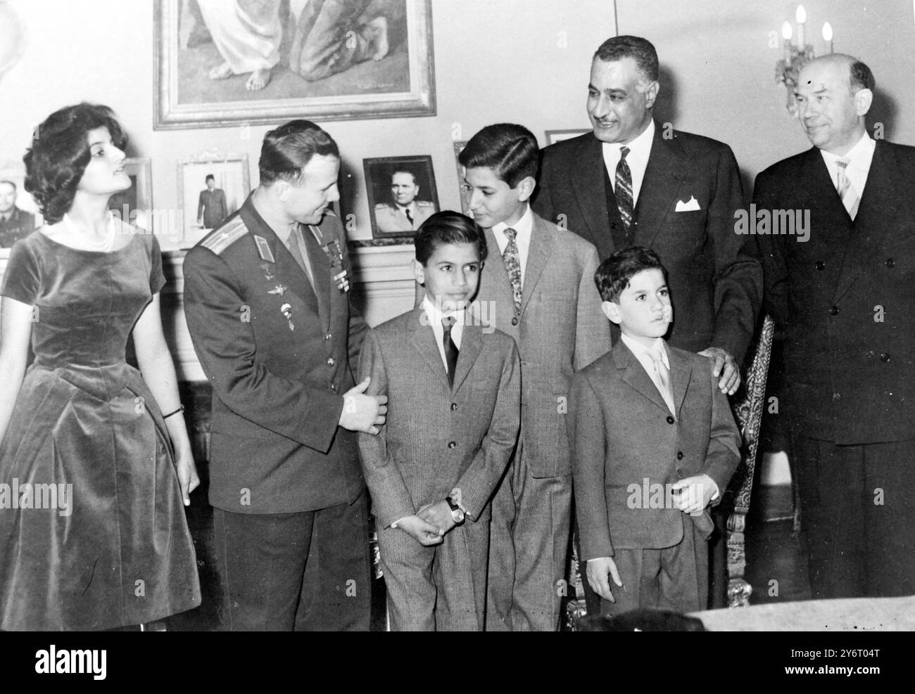 SOVIET ASTRONAUT YURI GAGARIN WITH PRESIDENT NASSER & FAMILY IN CAIRO ...