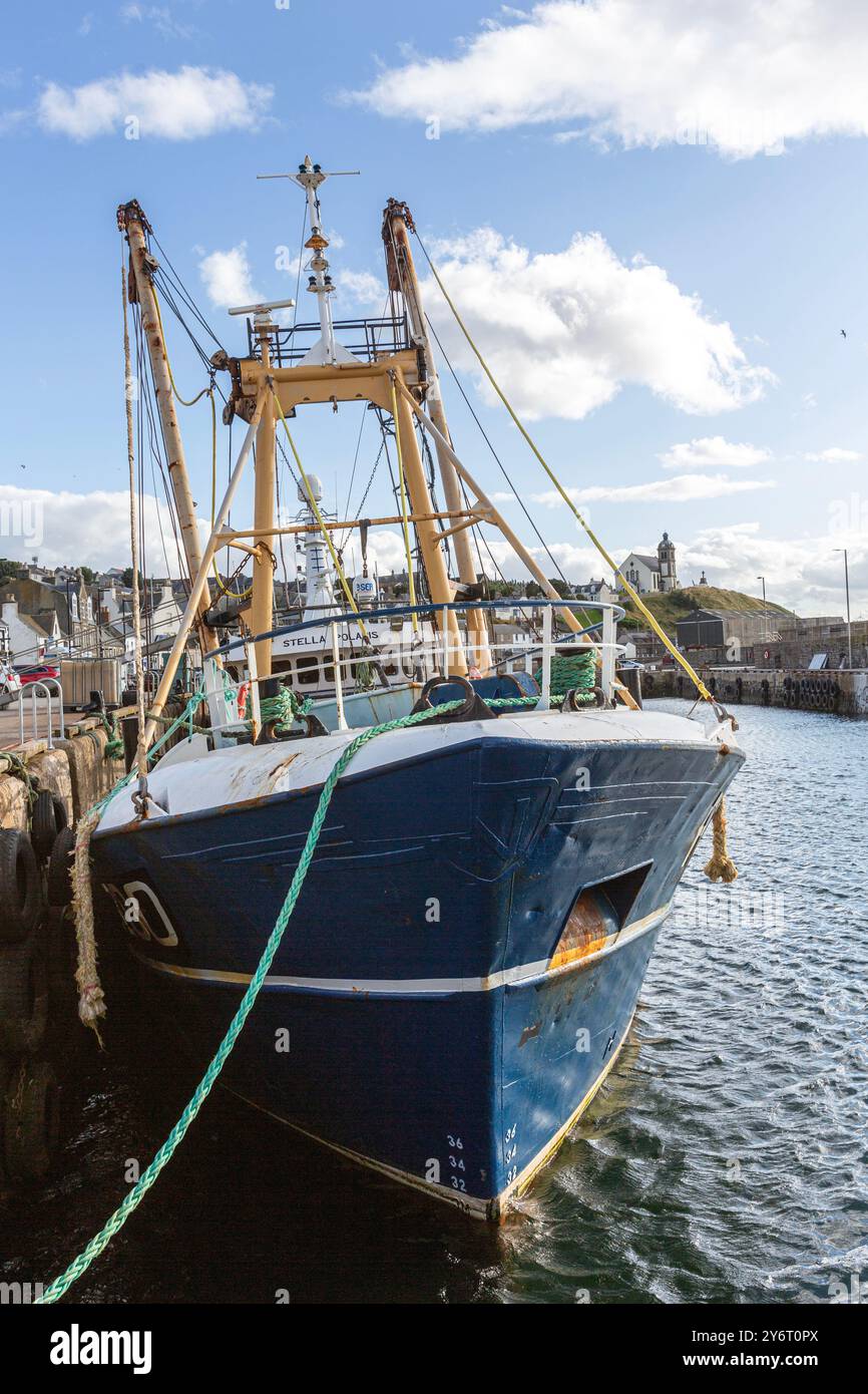 Fishing ship, Shore st and harbour, Macduff, Banff Bay, Aberdeenshire ...