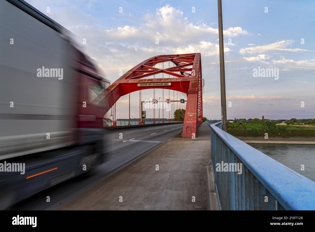 The Bridge of Solidarity, the longest tied-arch bridge in Germany, over ...