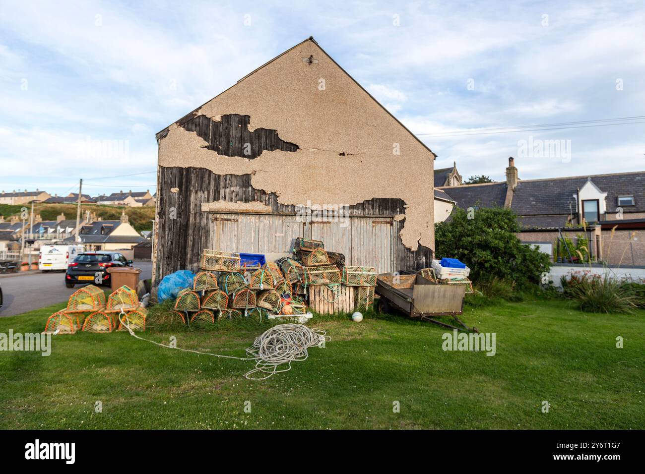 Fishing nets in Findochty is a village in Moray, Scotland, UK Stock ...