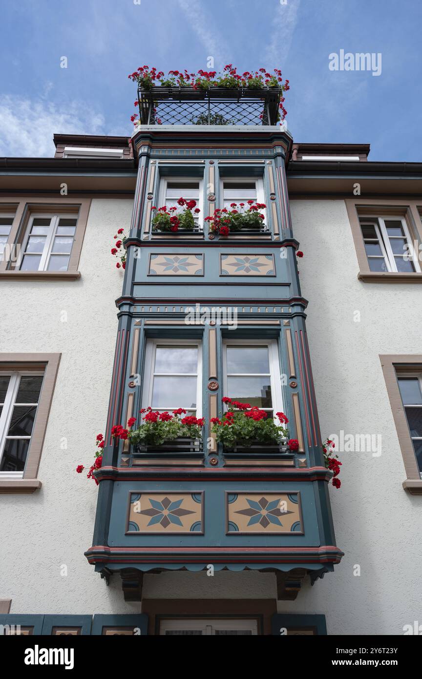 Historic two-storey bay window of a town house, Villingen-Schwenningen ...