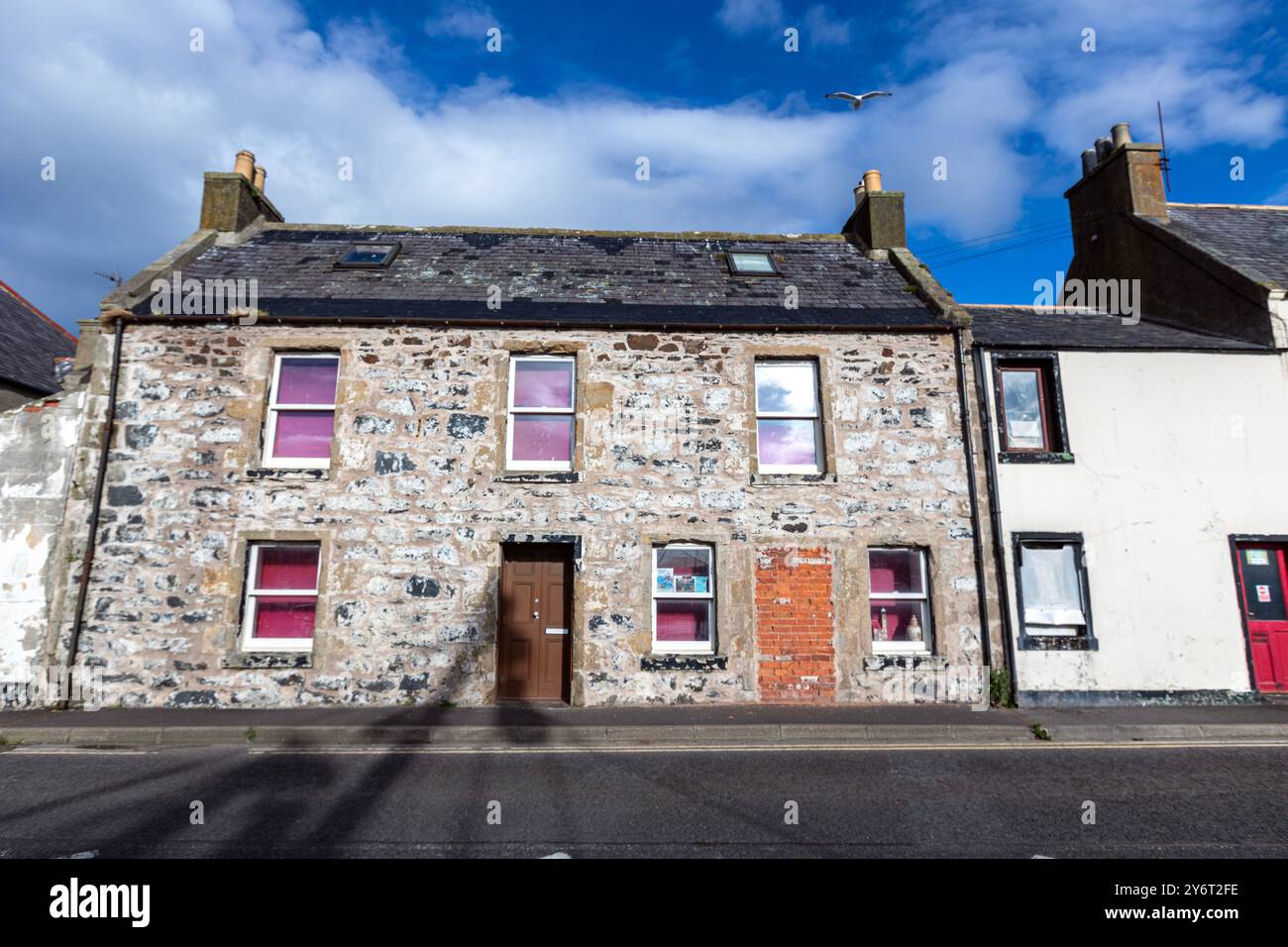 House unpainted, Macduff, Banff Bay, Aberdeenshire, Scotland, UK Stock ...