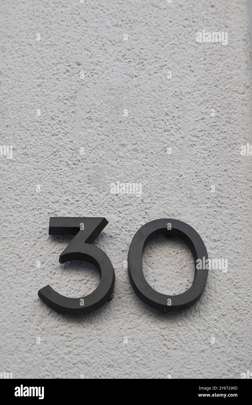 House number plate, number 30, digit, anniversary, birthday, North ...