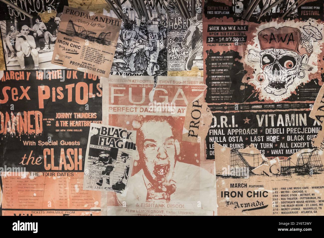 Old posters of various punk rock bands, music, history, culture ...