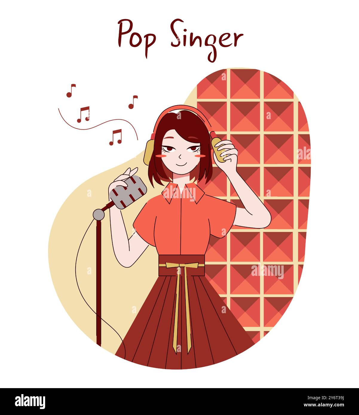 Chinese pop music. Musicians singing with a microphone. Popular ...
