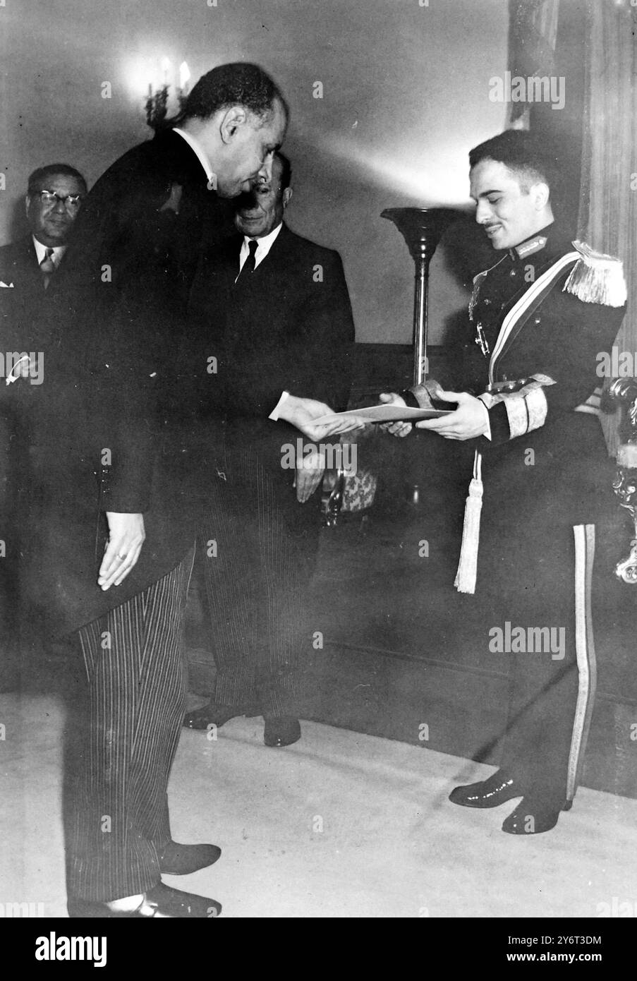 KHALED AL ADASINI WITH KING HUSSEIN IN JORDAN 19 JANUARY 1962 Stock ...