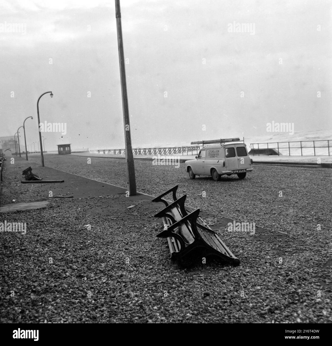 GALE DAMAGE SEA WALL AND PROMENADE SUSSEX 12 JANUARY 1962 Stock Photo ...
