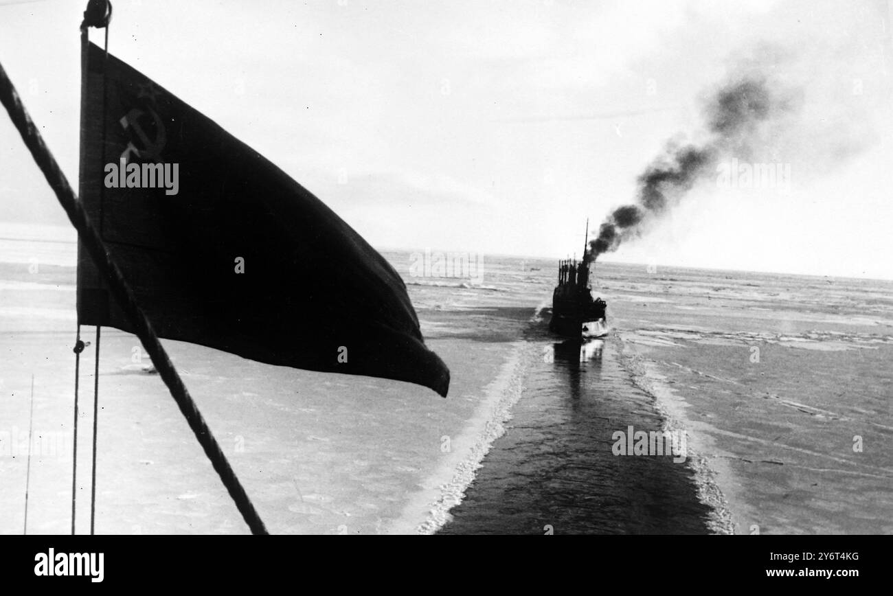 SHIPS ICE BREAKER LENIN WITH FLEET THROUGH STRAIT OF VIKITSKY 11 ...